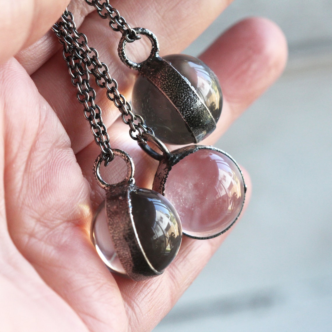 Crystal Sphere Necklace - Crystal Ball Pendant - Quartz Sphere ...