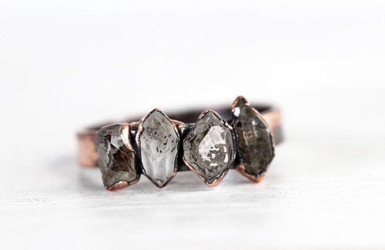 Raw Crystal Ring Wide Band Stone Ring Multi Stone Crystal - Etsy