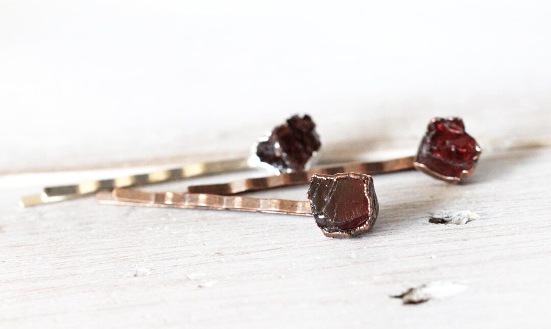 Garnet Bobby Pin Raw Crystal Hair Accessory Stone Hair Jewelry January ...