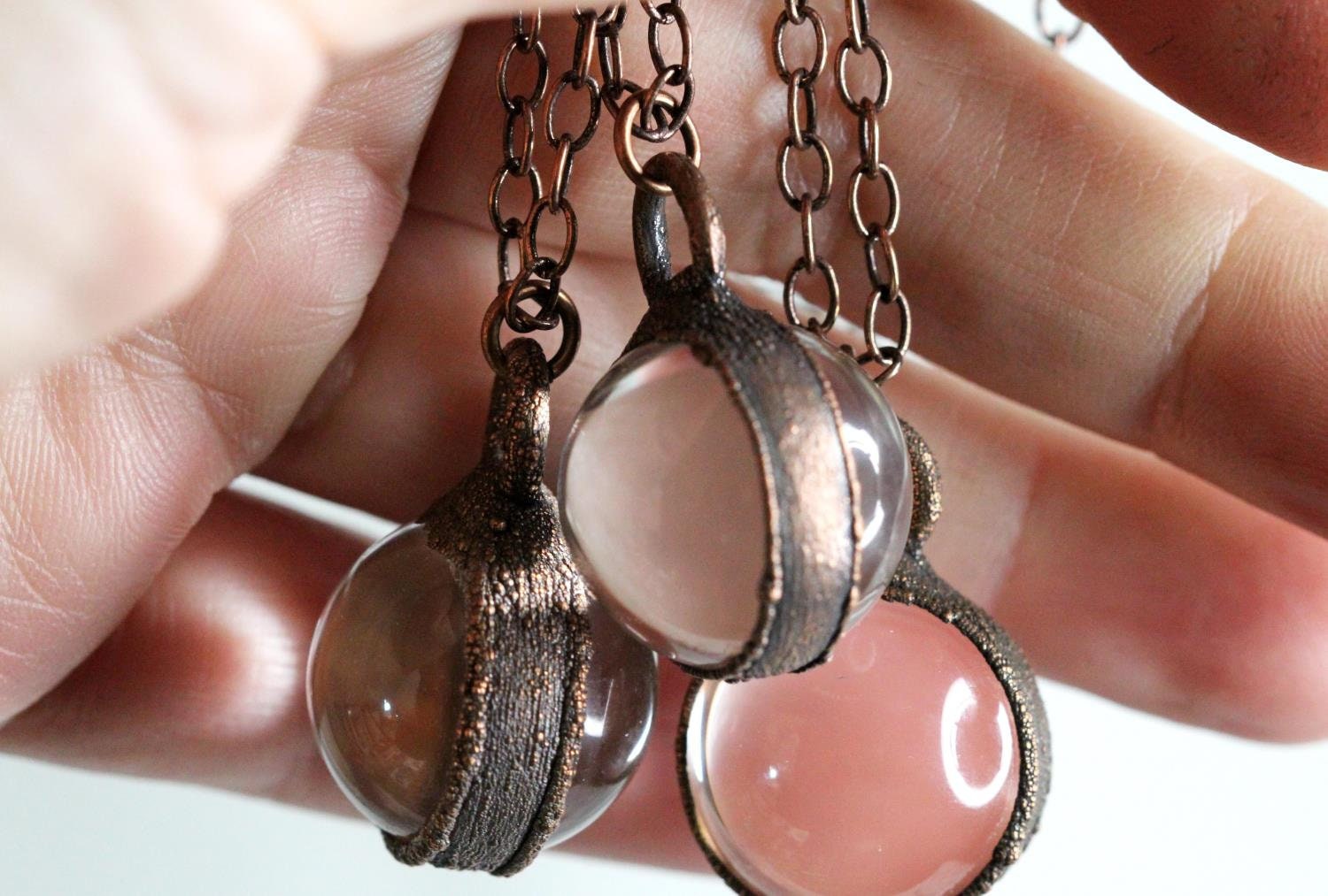 Crystal Ball Pendant - Quartz Sphere Necklace - Crystal Clear Orb ...