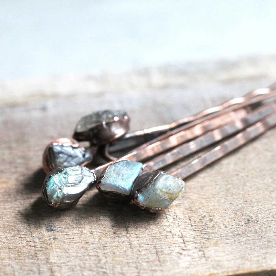 Labradorite Bobby Pin - Raw Stone Hair Pin - Wedding Hair Pin - Etsy