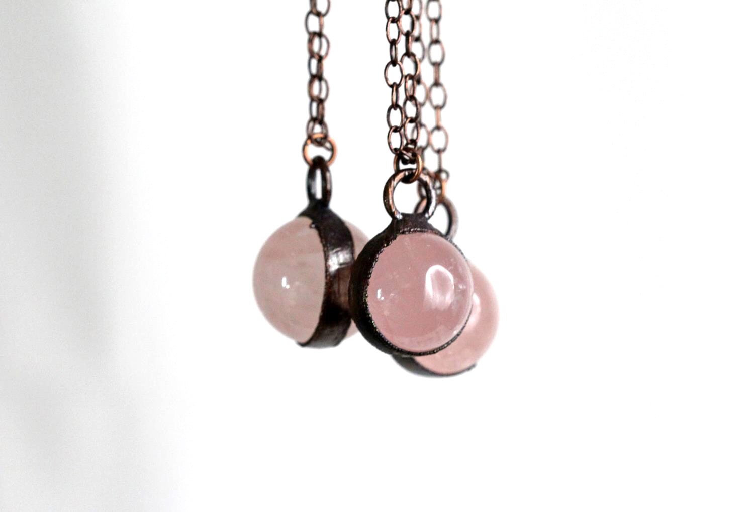 Rose Quartz Orb Necklace - Quartz Sphere Pendant - Pink Crystal Orb ...