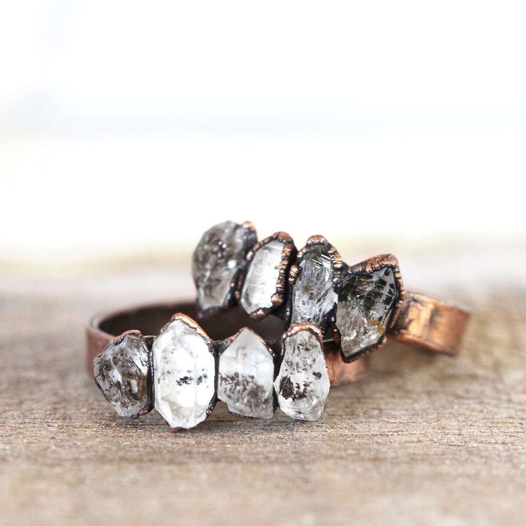 Raw Crystal Ring Ready to Ship Wide Band Stone Ring Multi Stone Crystal ...