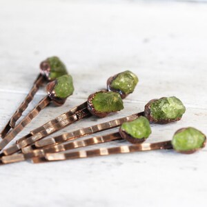 Stone Bobby Pin - Peridot Hair Pin - Copper Electroformed Jewelry ...