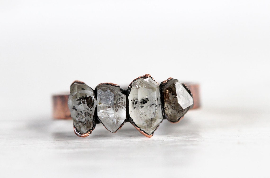 Raw Crystal Ring Wide Band Stone Ring Multi Stone Crystal - Etsy
