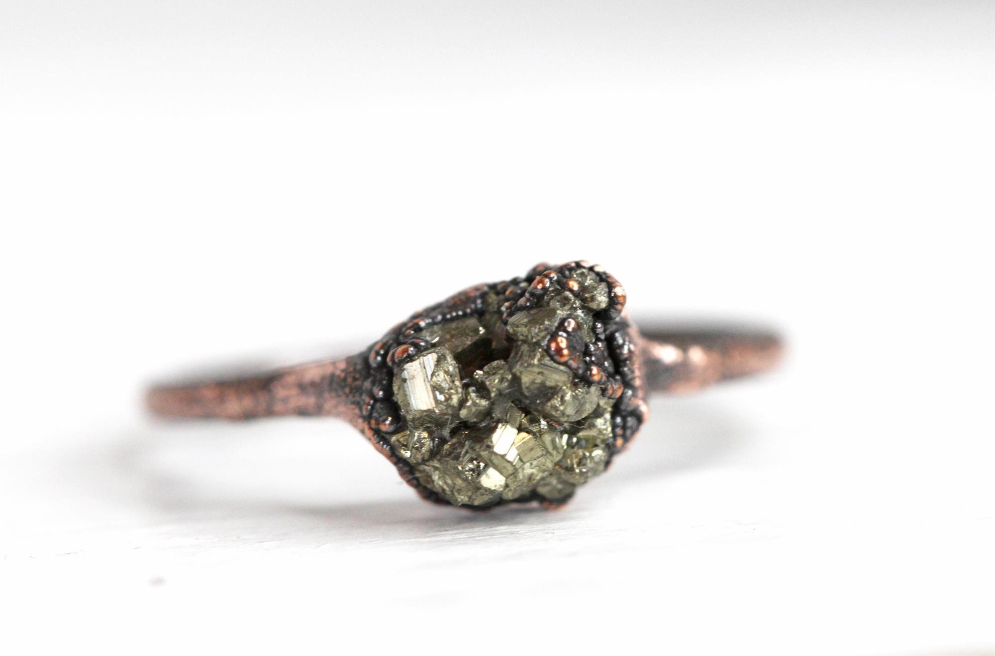 Pyrite Ring - Raw Stone Ring - Raw Pyrite Ring - Mineral Ring - Fools ...