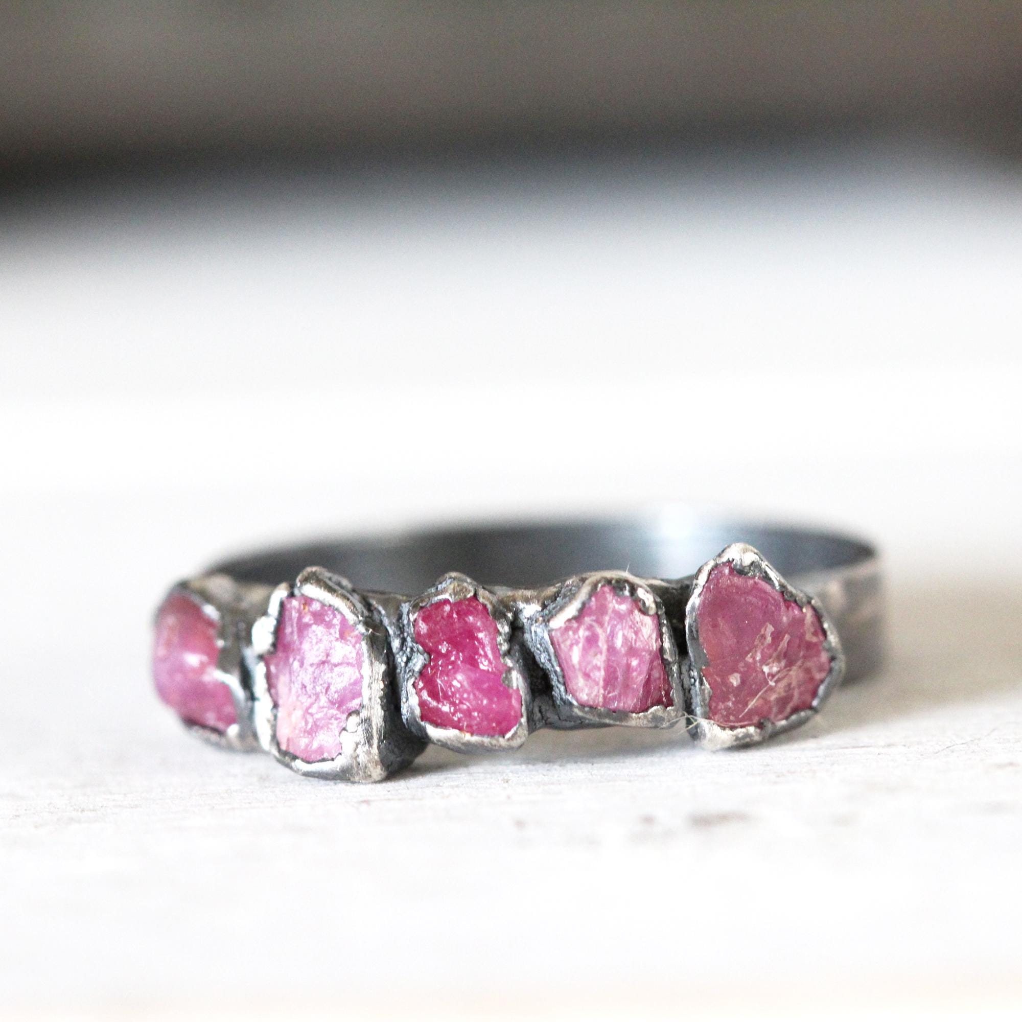Raw Ruby Ring - July Birthstone Jewelry - Pink Ruby Ring - Etsy
