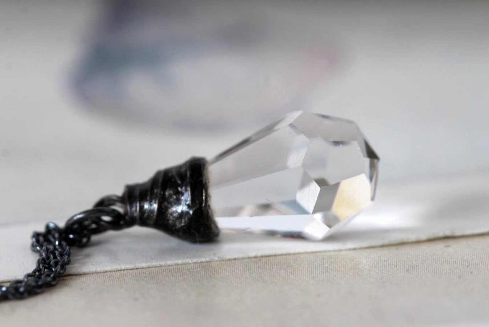 Chandelier Pendant Lead Crystal Necklace Oxidized Sterling - Etsy