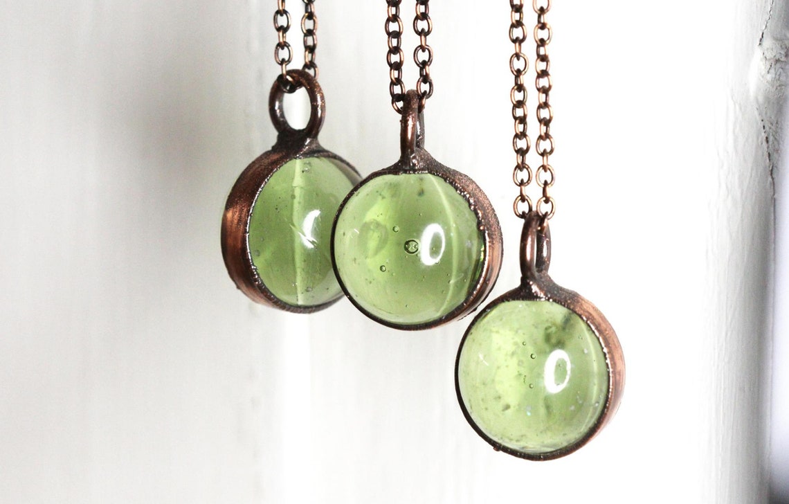 Helenite Pendant - Green Glass Orb Necklace - Mt. St. Helens Jewelry - Etsy
