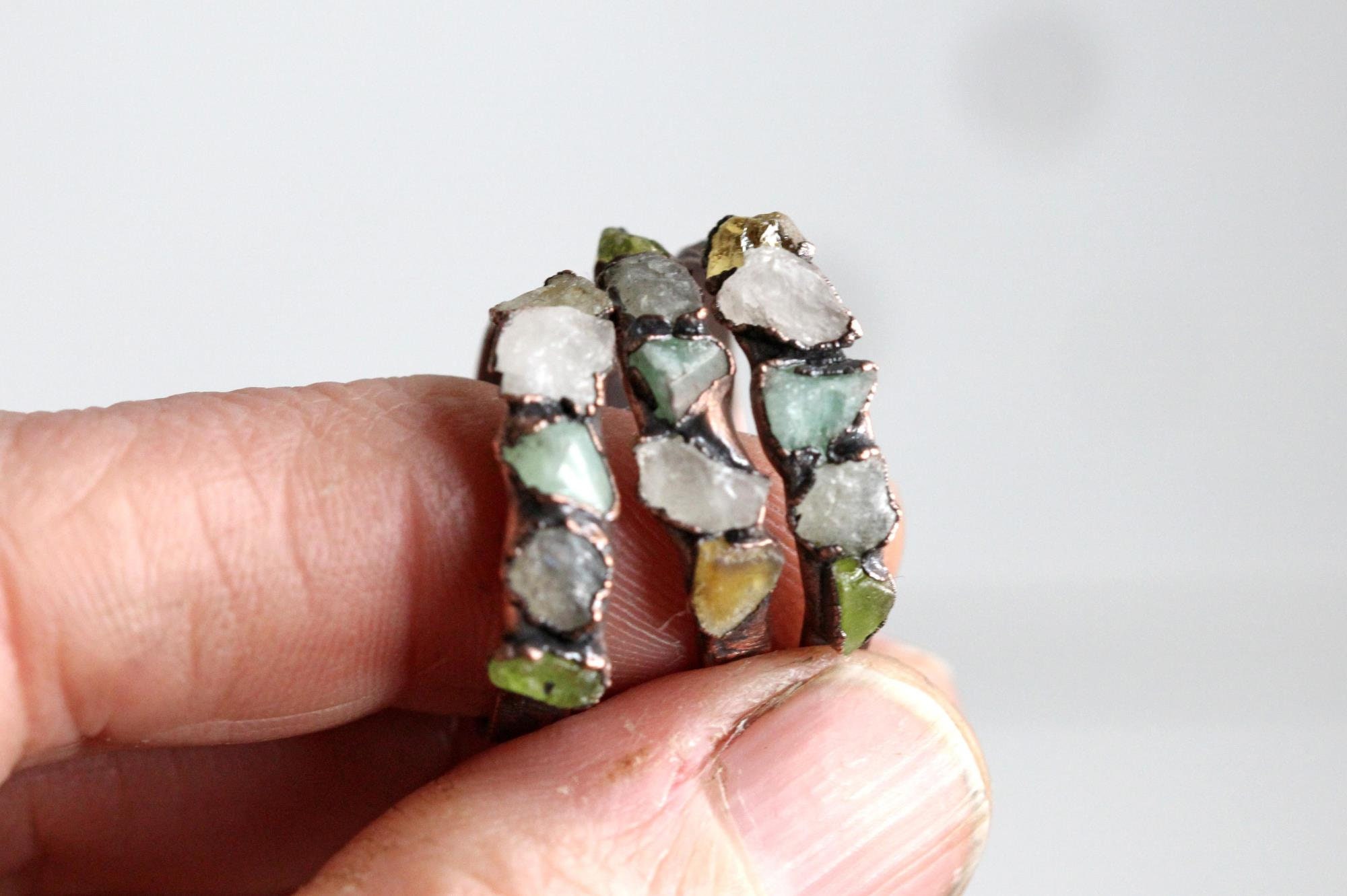 Lucky Stone Ring Raw Stone Silver Ring Multi Stone Crystal | Etsy