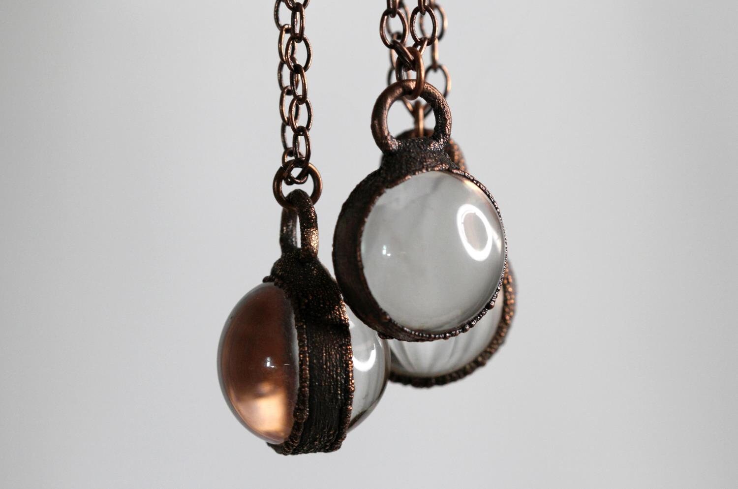Crystal Ball Pendant - Quartz Sphere Necklace - Crystal Clear Orb ...