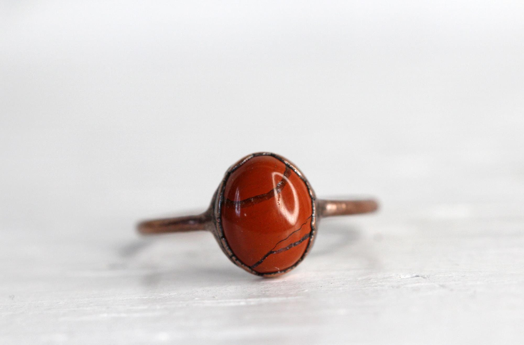 Red Jasper Ring - Small Stone Ring - Simple Stone Stacking Ring