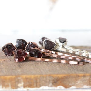 Garnet Bobby Pin - Raw Crystal Hair Accessory - Stone Hair Jewelry ...
