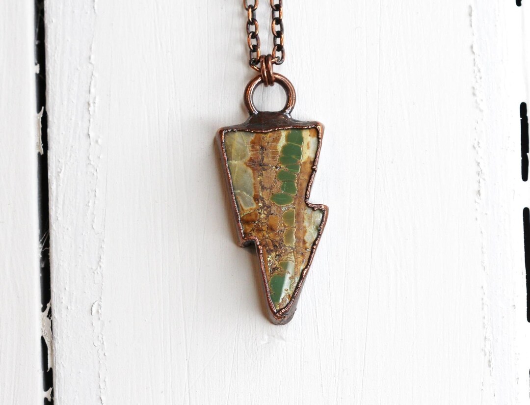 Lightning Bolt Necklace - Turquoise Jewelry - Royston Ribbon Pendant - Etsy