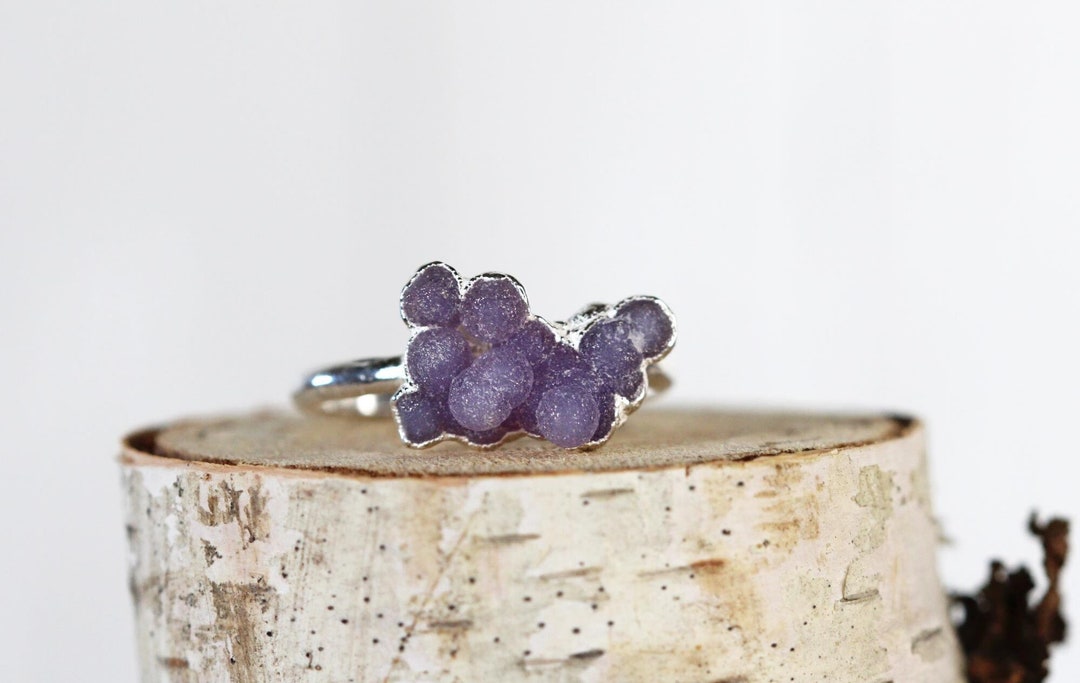 Grape Stone Ring - Grape Agate Jewelry - Electroformed Ring - Etsy