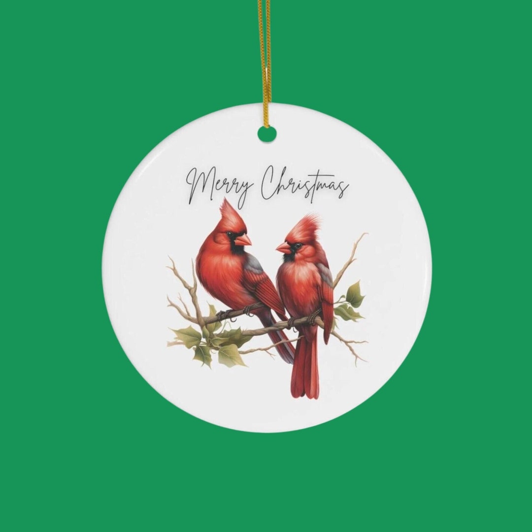 Merry Christmas Cardinal Ornament - Etsy