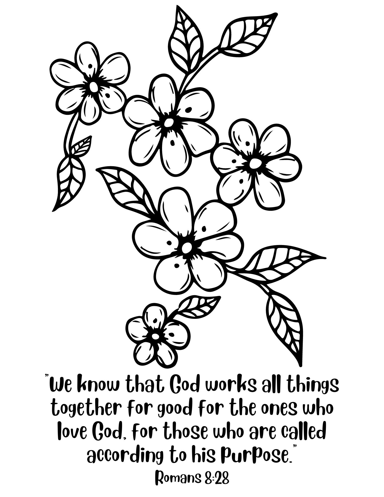 5 Spring Flowers Coloring Sheets Included With Bible Verses, Meditate ...