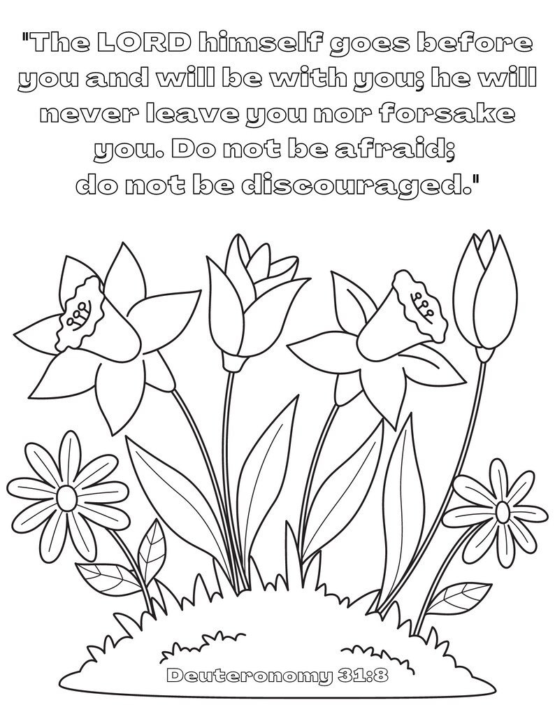 5 Spring Flowers Coloring Sheets Included With Bible Verses, Meditate ...