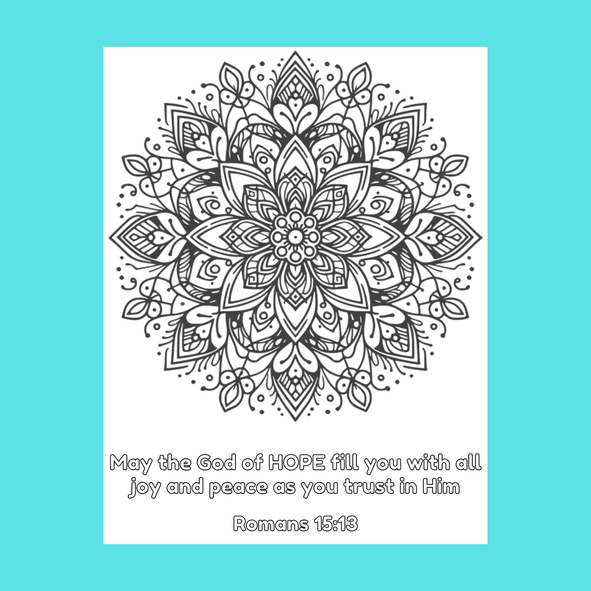 10 Mandala Coloring Sheets HOPE Bible Verses to Meditate on as You ...