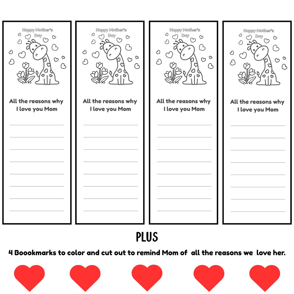 Mother’s Day Coloring Printable Bundle for Gift Giving Projects From ...