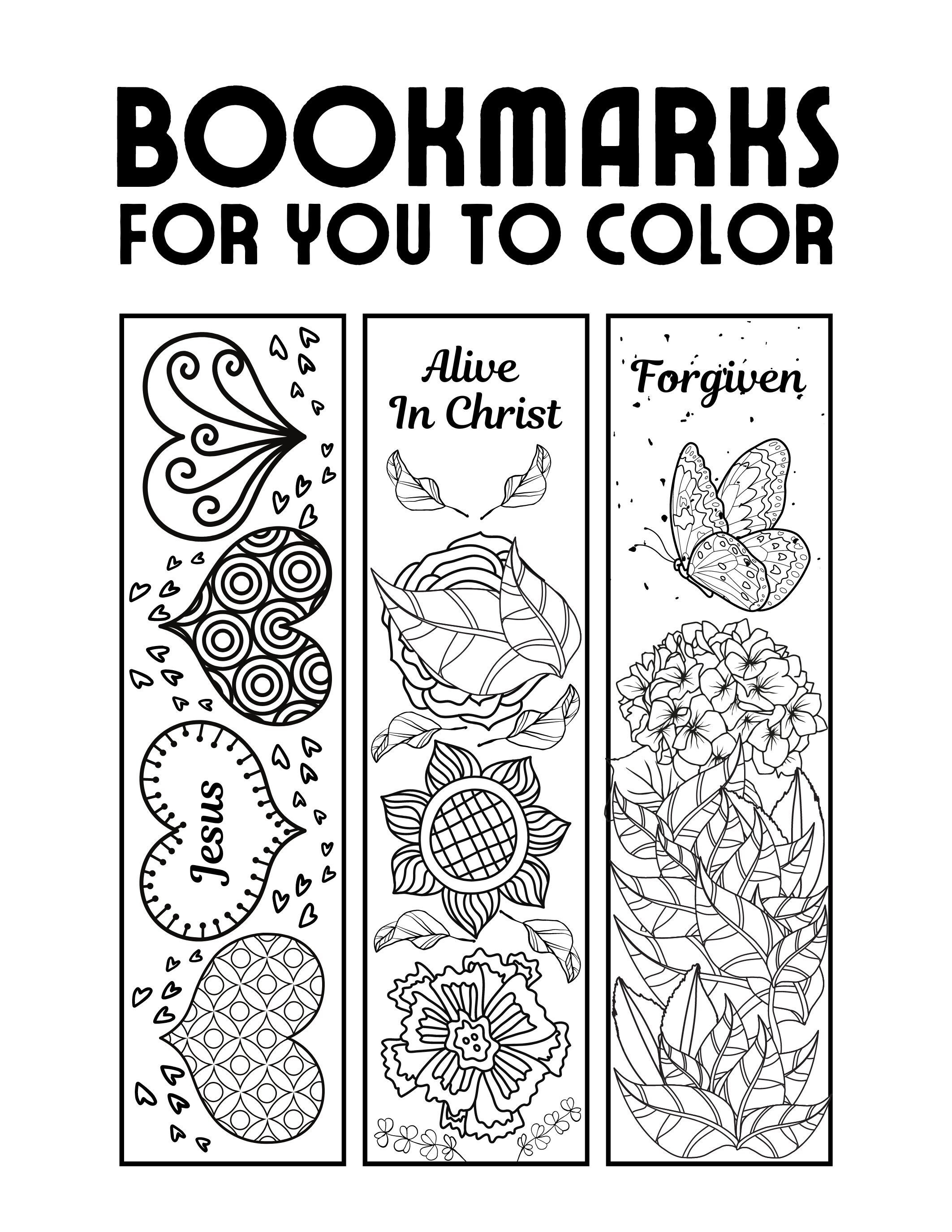 3 Bookmarks Jesus-alive in Christ-forgiven for You to Color and Relax ...