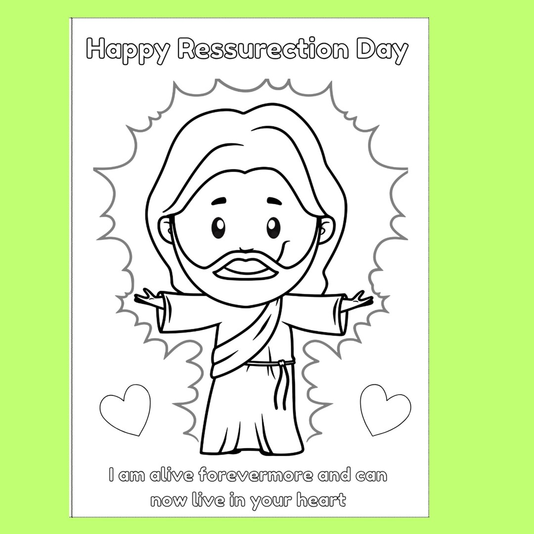 Happy Easter Resurrection Day Coloring Card for Sunday School Preschool ...