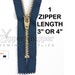 Jeans Zipper, 3 or 4 / 3 Inch or 4 Inch, Brass Metal Zipper, Black or ...