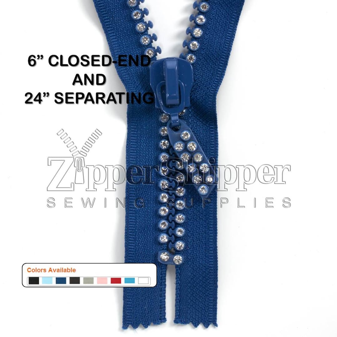 Fancy Zipper for Sewing, Rhinestone Zipper With Two Rows, Small Stones ...