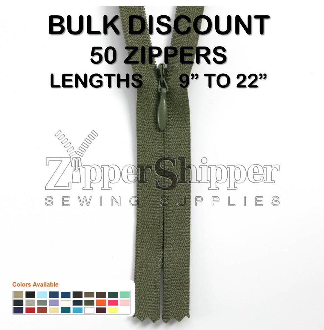 Bulk Invisible Zippers, for Pillows, Dresses, Skirts More, Many Colors ...