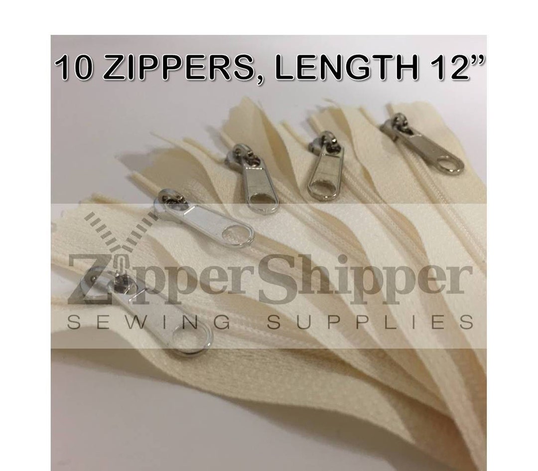 12 NATURAL / Cream Zippers for Handbags 30.5 Cm, Nylon Coil W/ Long ...