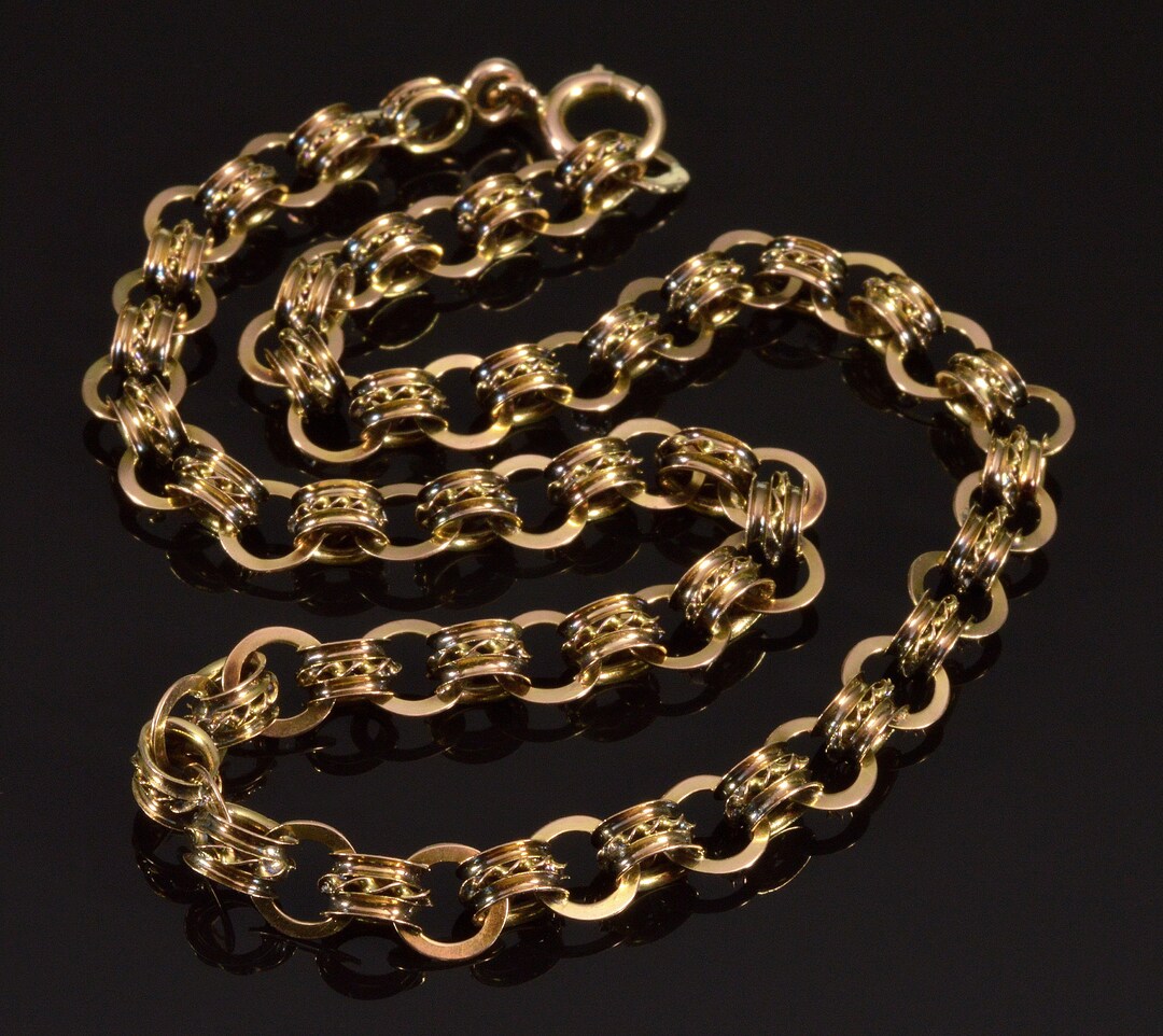 Antique Victorian 10K Gold Fancy Link Chain Necklace C.1890 003175 - Etsy