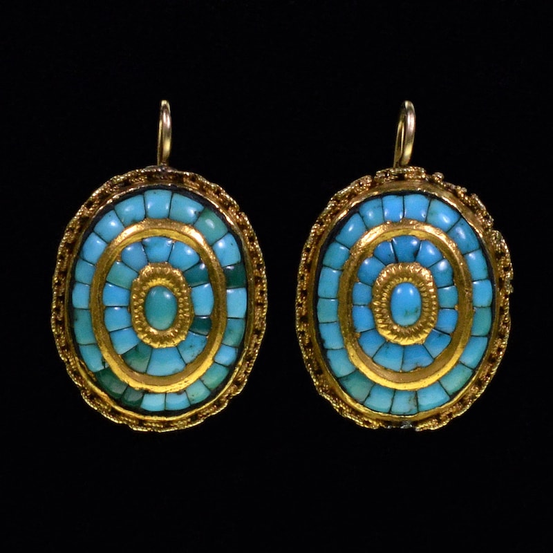 Antique Victorian Turquoise Earrings - Etsy