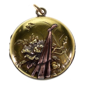 Antique Shakudo Mixed Metal Locket Pendant Japanese Meiji Period C.1880 ...