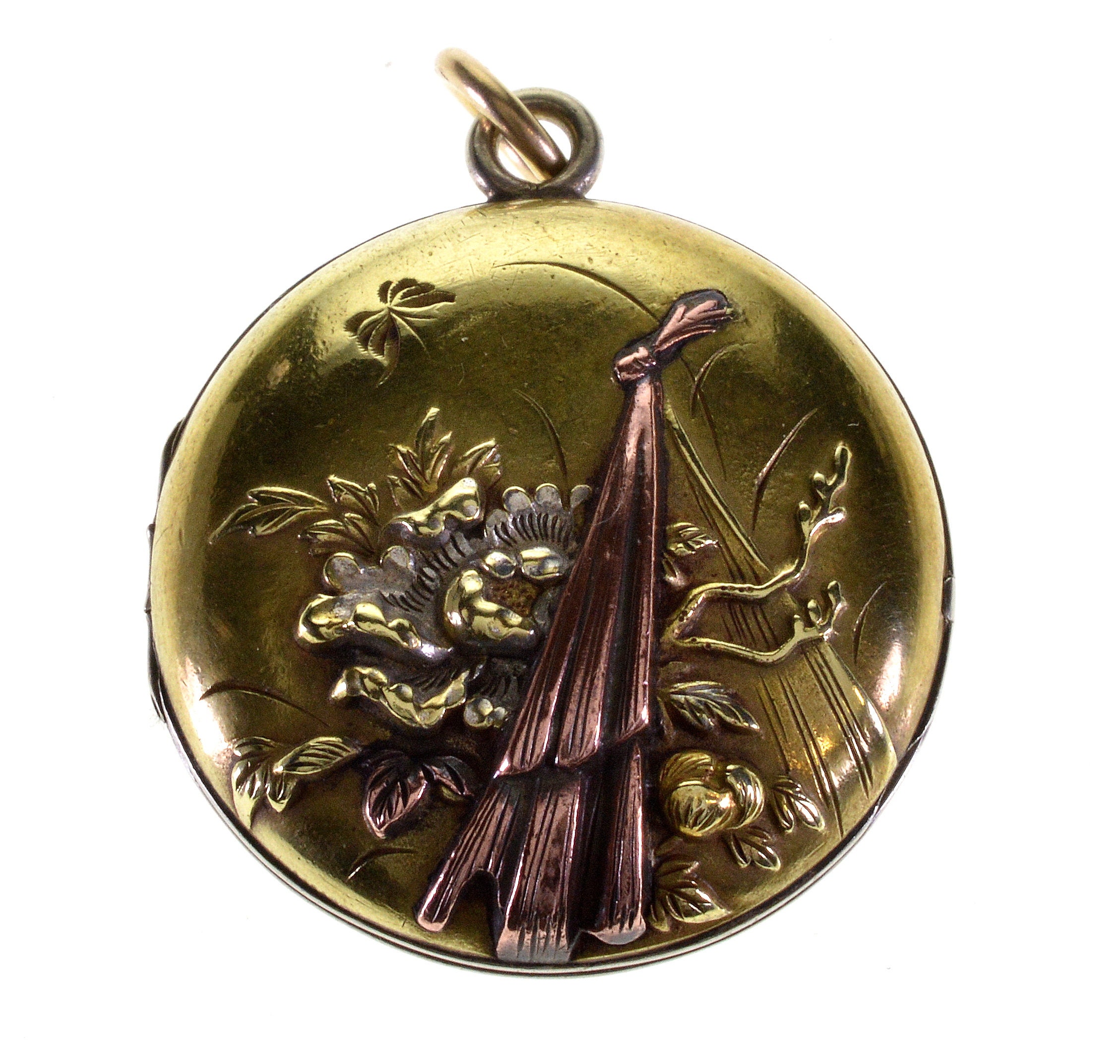 Antique Shakudo Mixed Metal Locket Pendant Japanese Meiji Period C.1880 ...