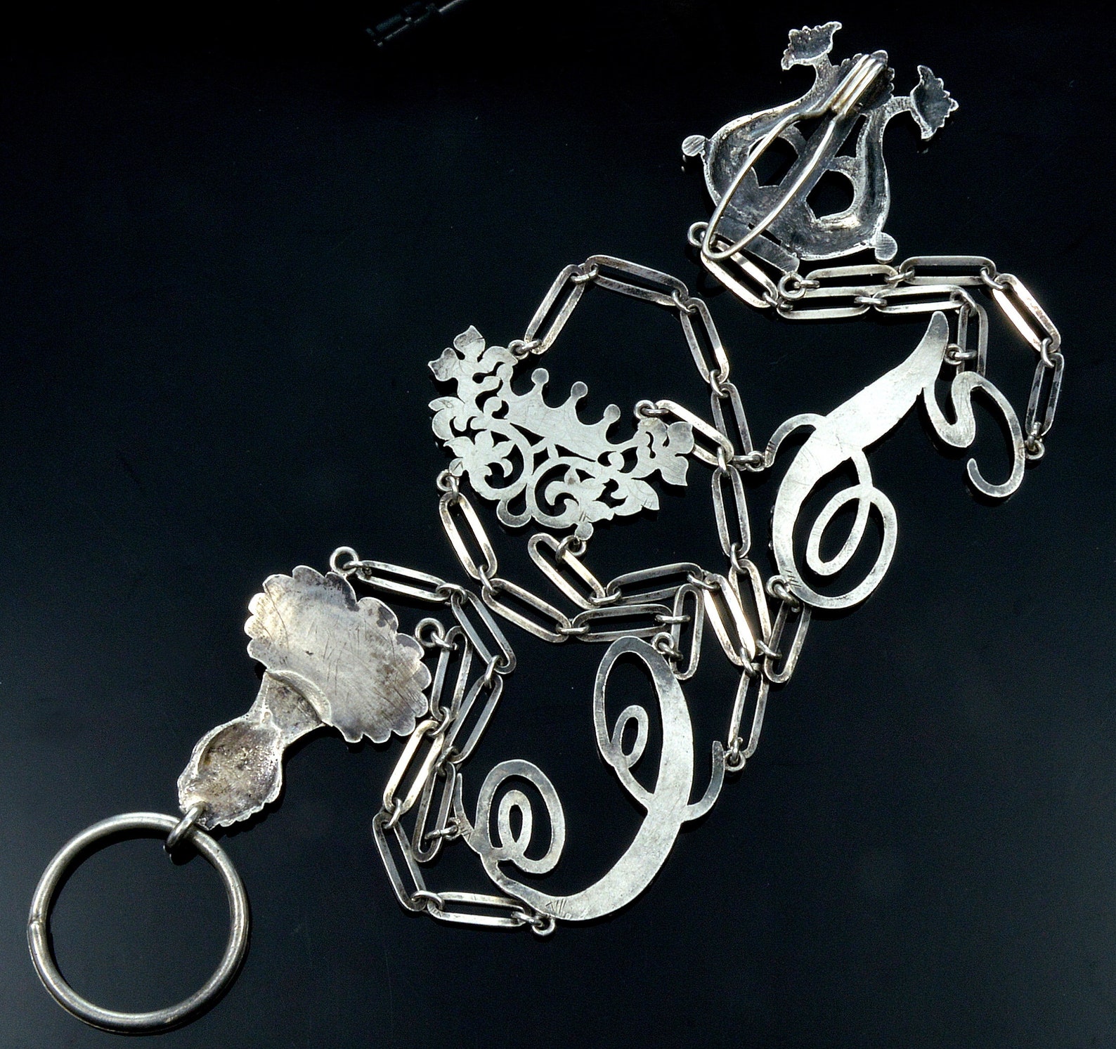 Antique Victorian Hand Key Holder Chatelain Chain Sterling | Etsy