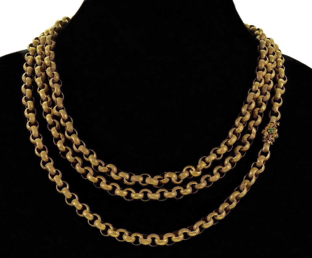 Antique Georgian 14K Gold Longuard Muff Chain Necklace 60" C.1820 - Etsy