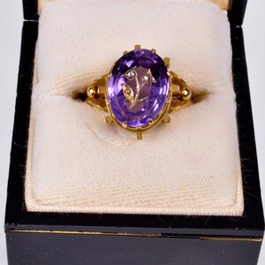 Antique 14K Gold Rose of Sharon Diamond Ring Amethyst Inlay C.1860 - Etsy