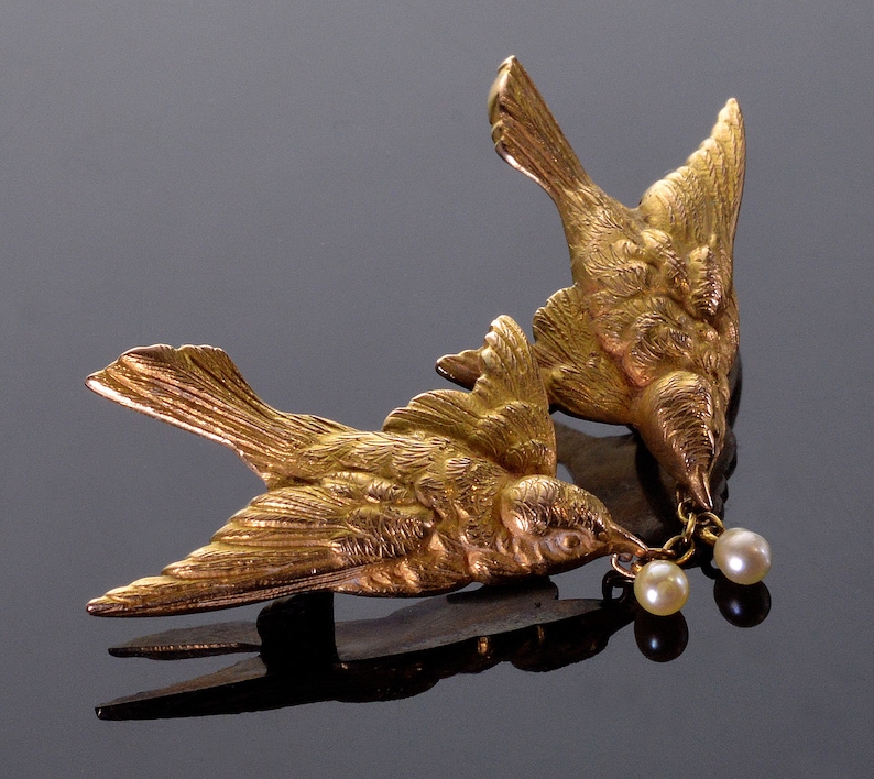 Antique French 18K Gold Love Doves Pair Brooch Pin C.1890 - Etsy