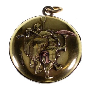 Antique Shakudo Mixed Metal Locket Pendant Japanese Meiji Period C.1880 ...