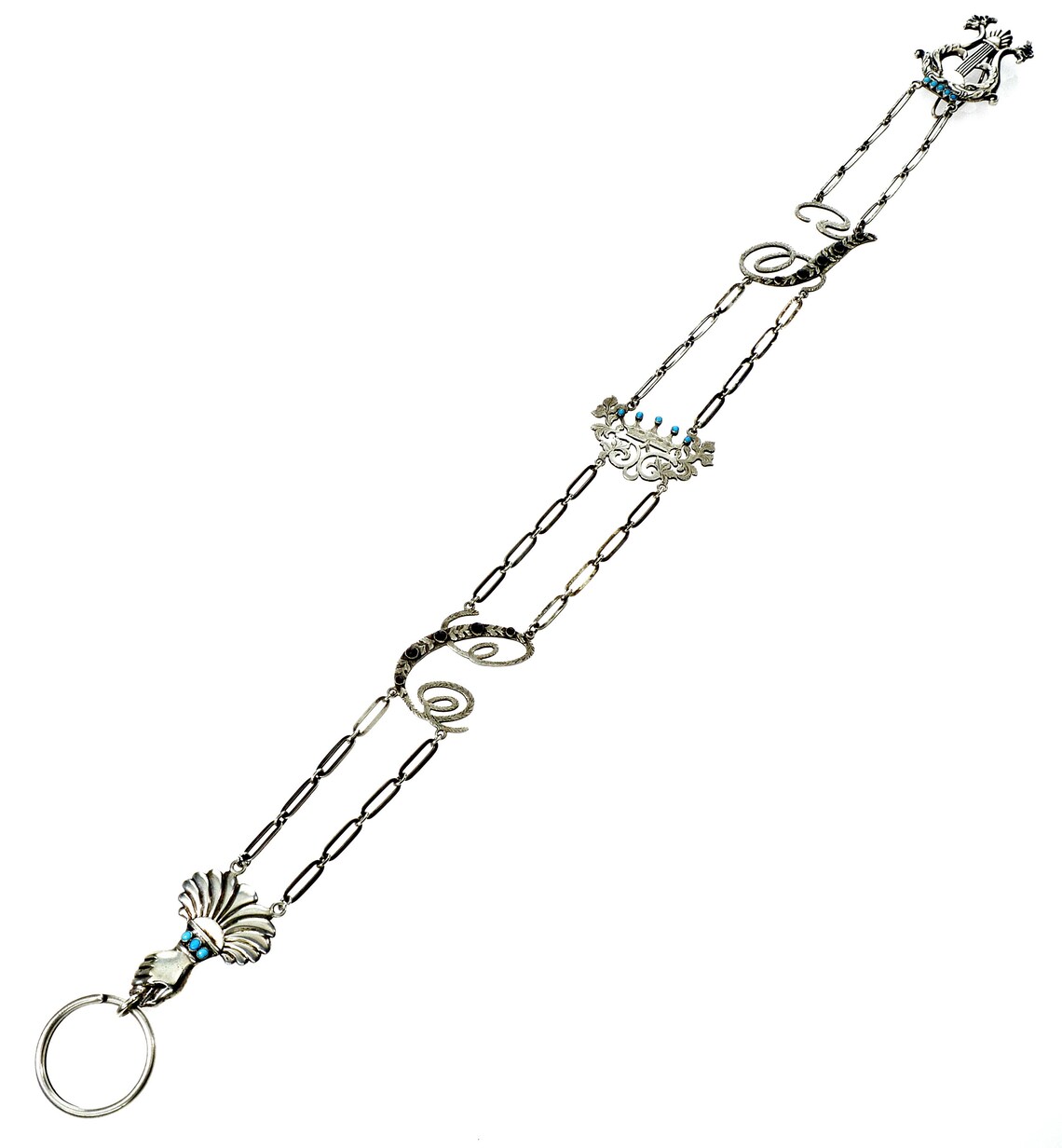 Antique Victorian Hand Key Holder Chatelain Chain Sterling | Etsy