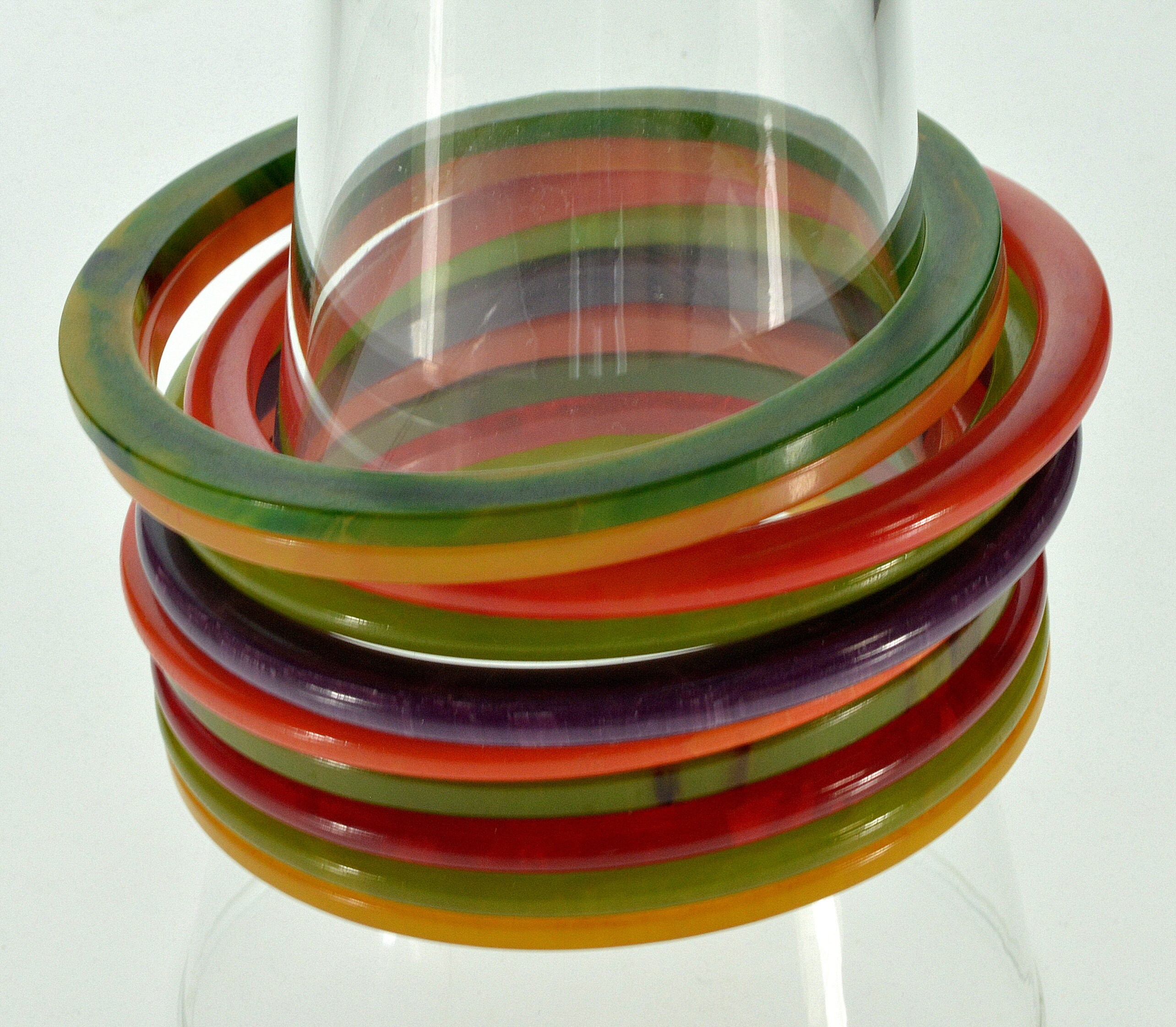 Art Deco Set of 10 Bakelite Bangle Bracelets Translucent Prystal ...