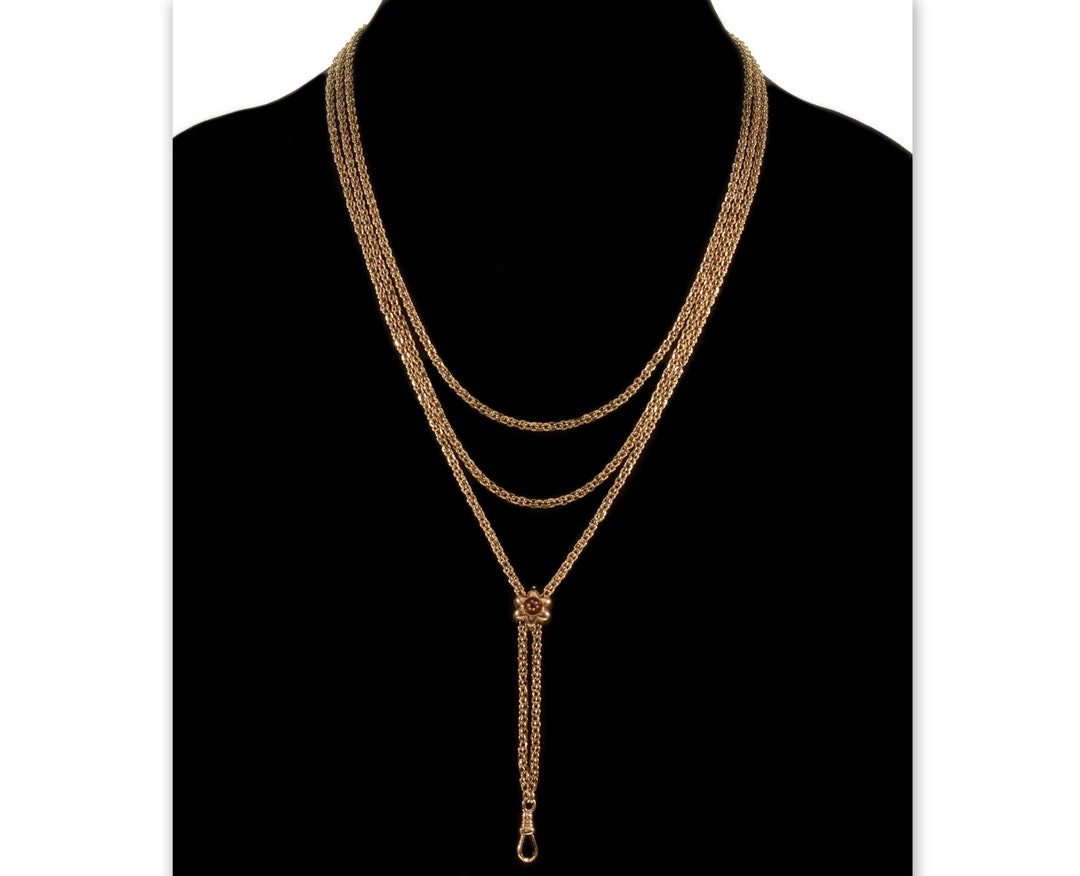 Antique Victorian 10K Gold Fancy Guard Chain Slider Necklace C.1890 - Etsy