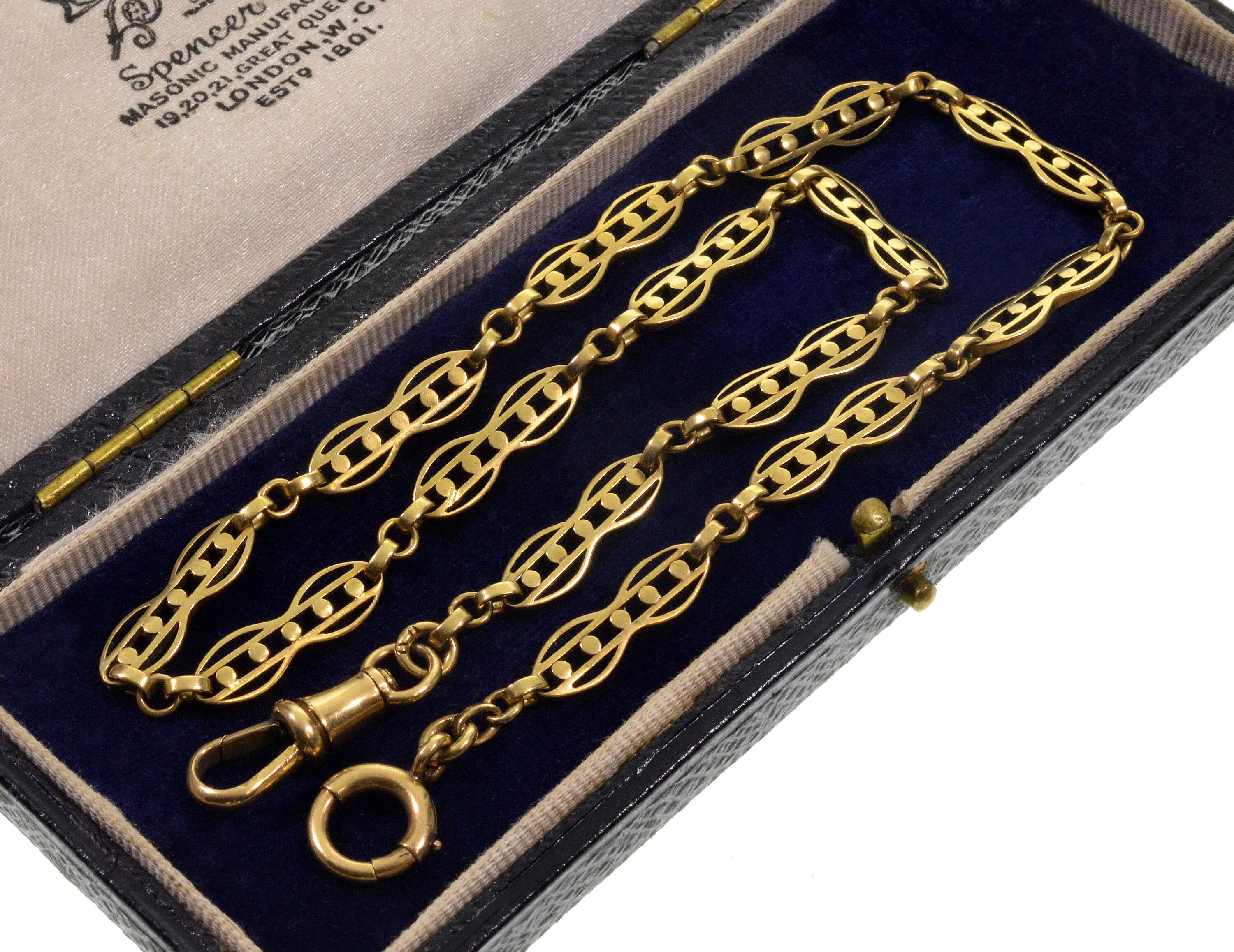 Antique French 18K Gold Fancy Chain Necklace Large Bolt Ring - Etsy