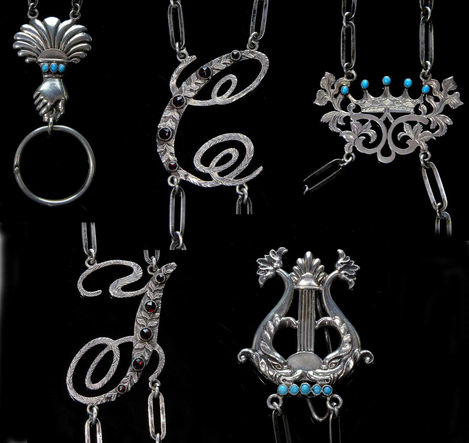 Antique Victorian Hand Key Holder Chatelain Chain Sterling | Etsy