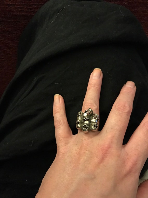 Vintage skull ring - gothic ring - statement ring - H… - Gem
