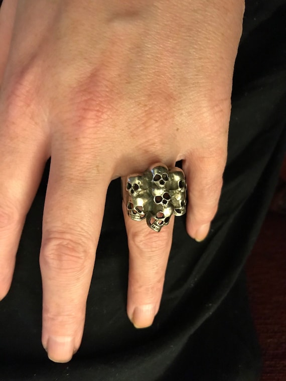 Vintage skull ring - gothic ring - statement ring - H… - Gem