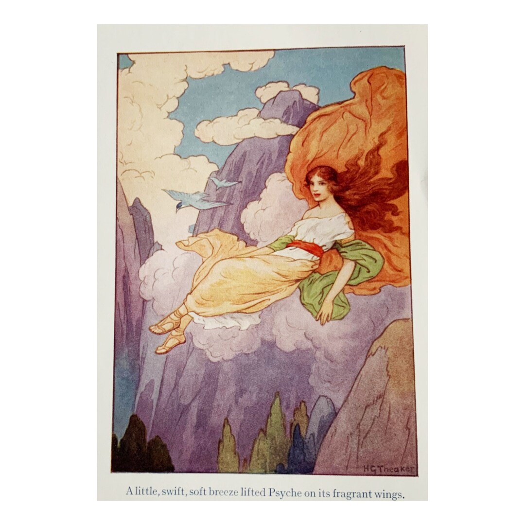 Vintage Print Psyche Print Folk Art Greek Myths Art Print Wall Art ...
