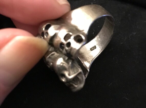 Vintage skull ring - gothic ring - statement ring - H… - Gem