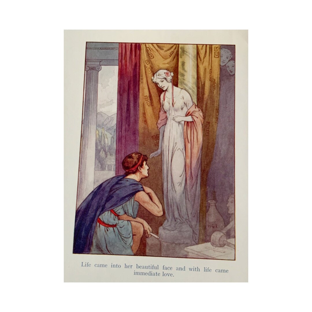 Vintage Print Pygmalion Print Greek Myth Print Wall Art Folk Art Small ...
