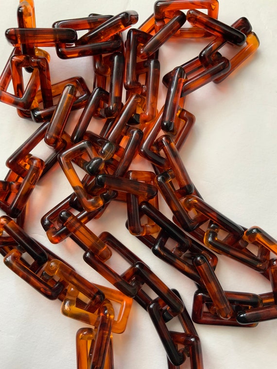 Vintage neck chain - faux tortoise shell necklace - P… - Gem